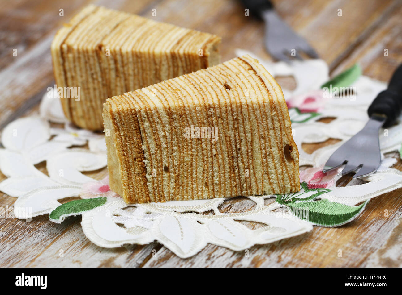 Traditional Polish spit cake called sekacz, closeup Stock Photo - Alamy
