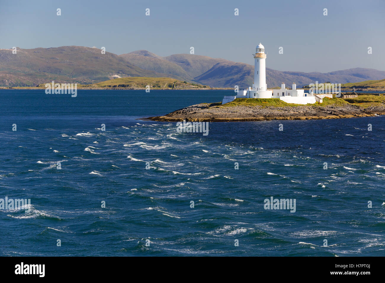 Eilean Musdile lighthouse, southern tip of island of Lismore, Firth of ...
