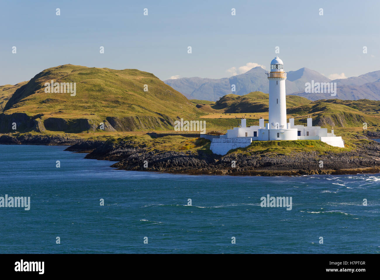 Eilean Musdile lighthouse, southern tip of island of Lismore, Firth of ...