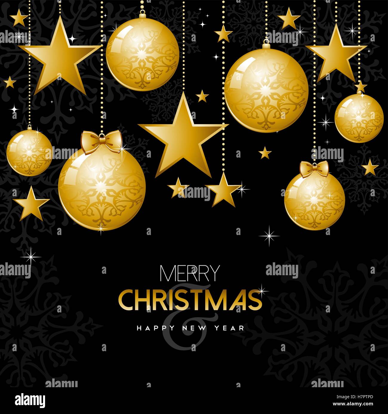 Christmas gold ball ribbon Stock Vector Images - Alamy