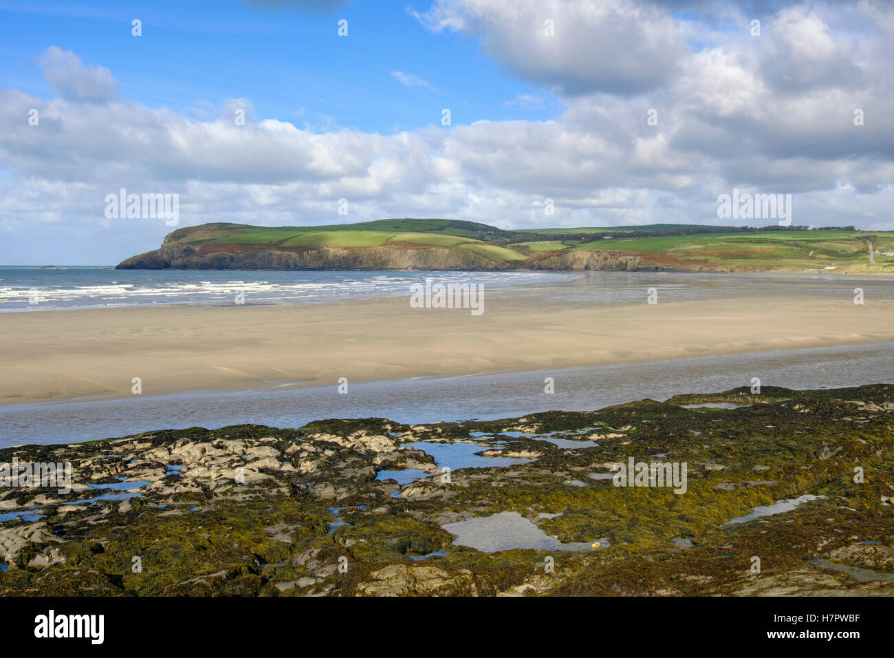 View to Newport Sands across River Nevern Afon Nyfer estuary in ...