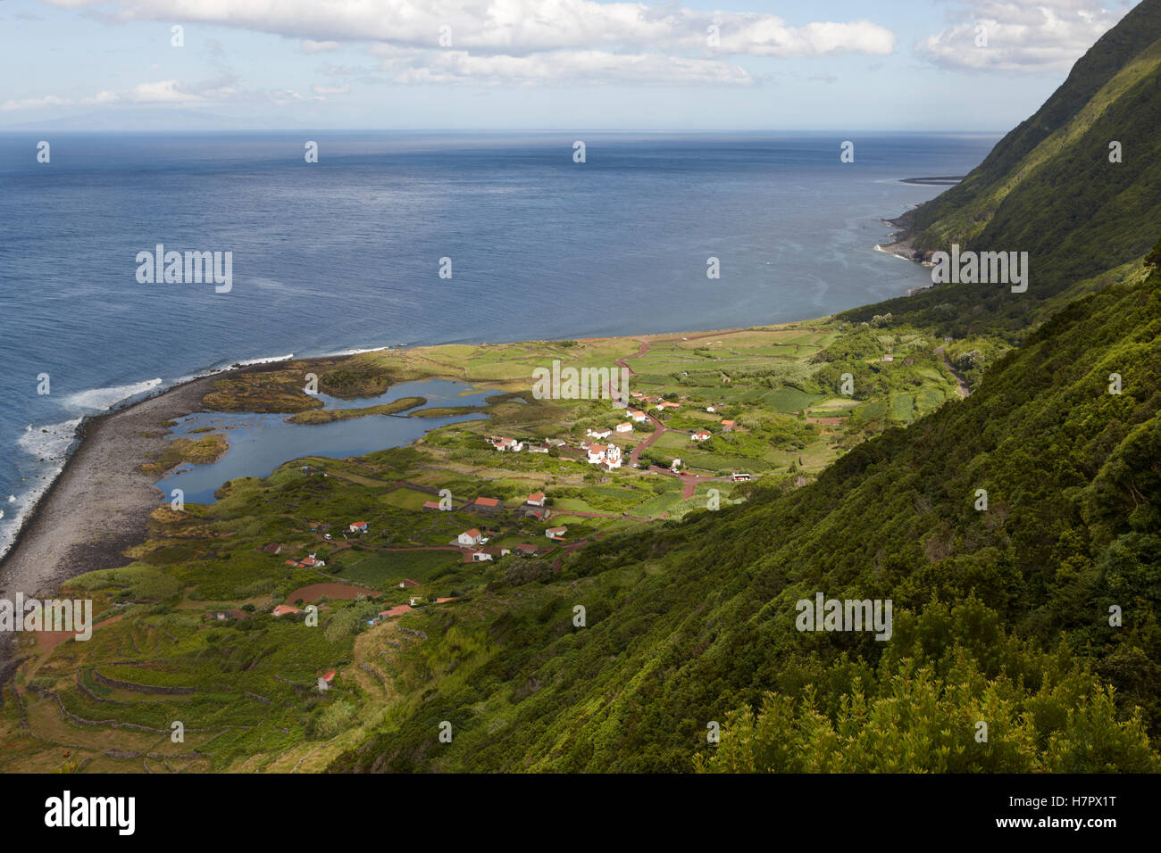 Azores coastline landscape in Sao Jorge island with atlantic ocean ...