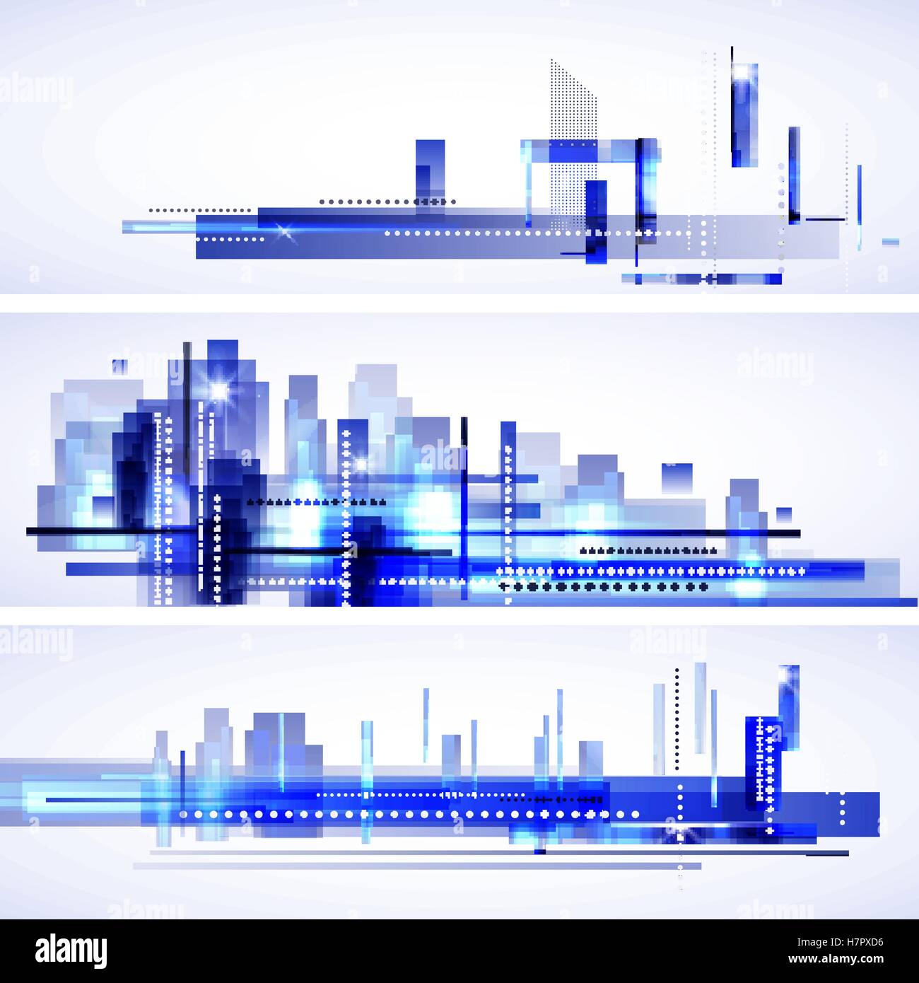 Abstract modern city skyline at night, header set, vector Stock Vector ...
