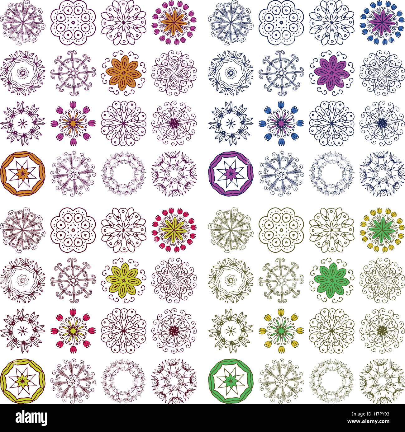 Beautiful ornamental rosettes set. For ethnic or tattoo design. Vector ...