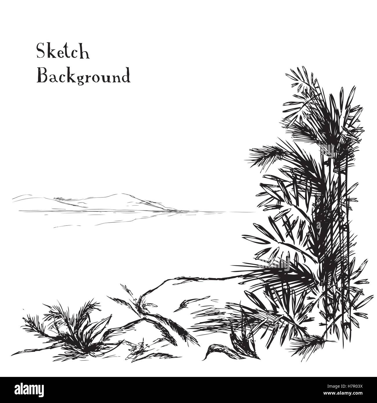 abstract background with bamboo trees and mountains in the distance ...