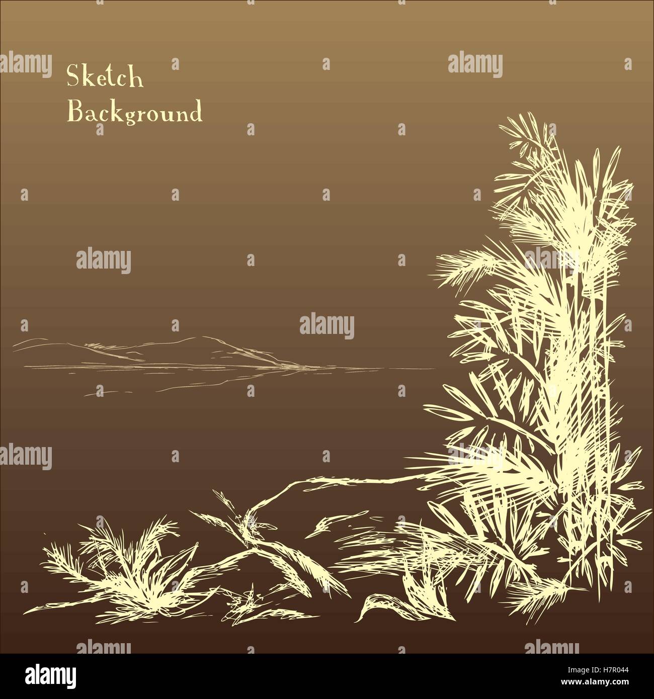 abstract background with bamboo trees and mountains in the distance ...
