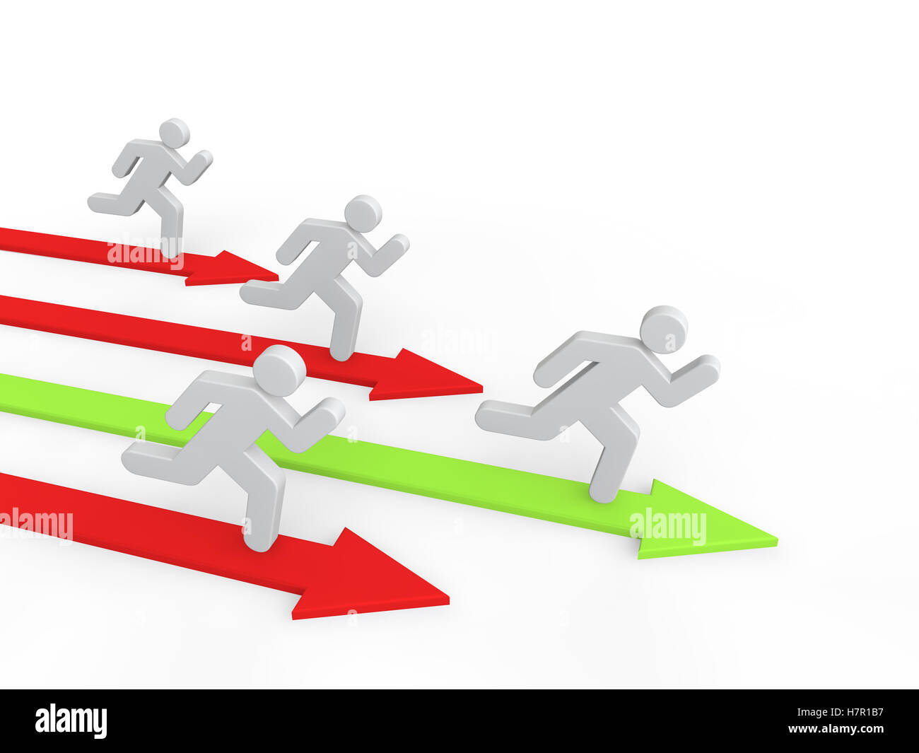3d running men on arrows Stock Photo - Alamy