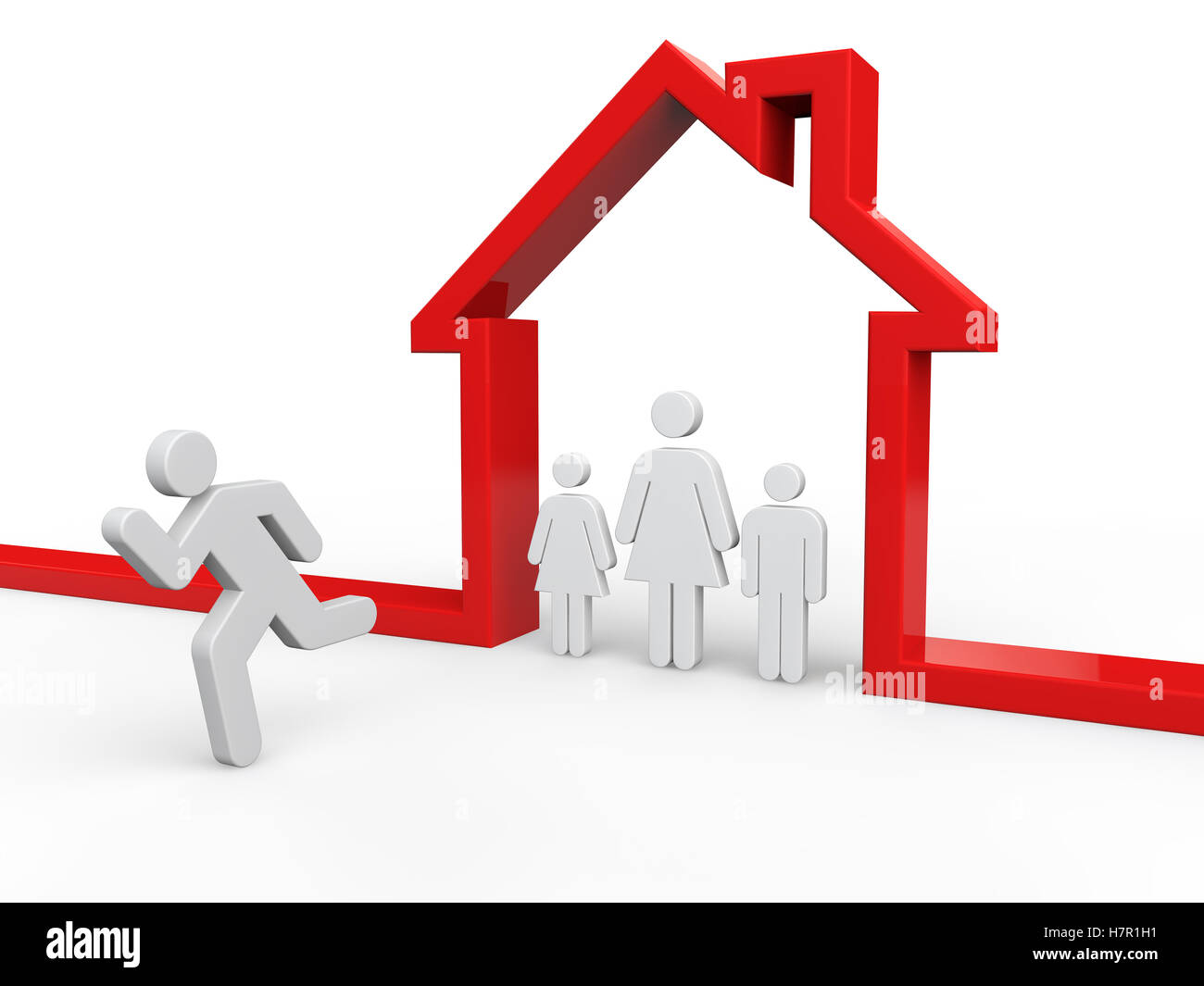 3d man running away from family Stock Photo - Alamy