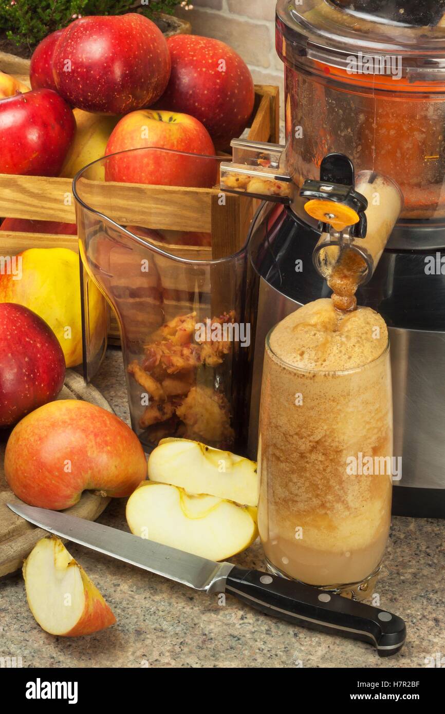 Domestic production of fresh apple juice. Fruit processing. Production ...