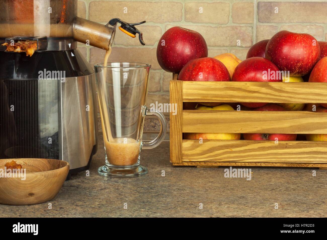 Domestic production of fresh apple juice. Fruit processing. Production ...
