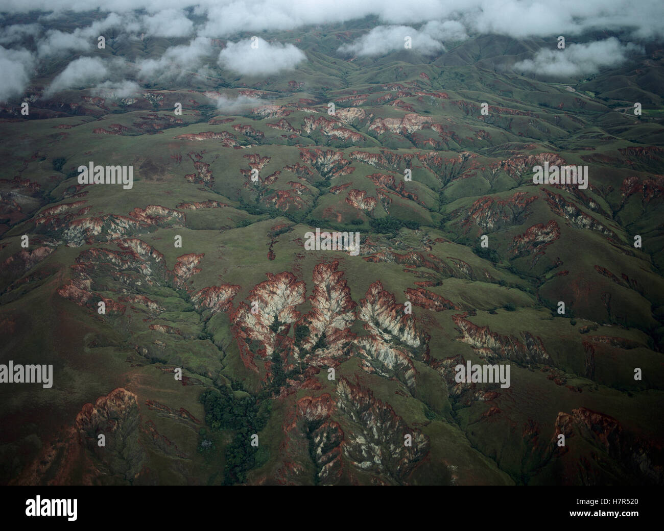Human deforestation has caused hillside erosion, Madagascar Stock Photo ...