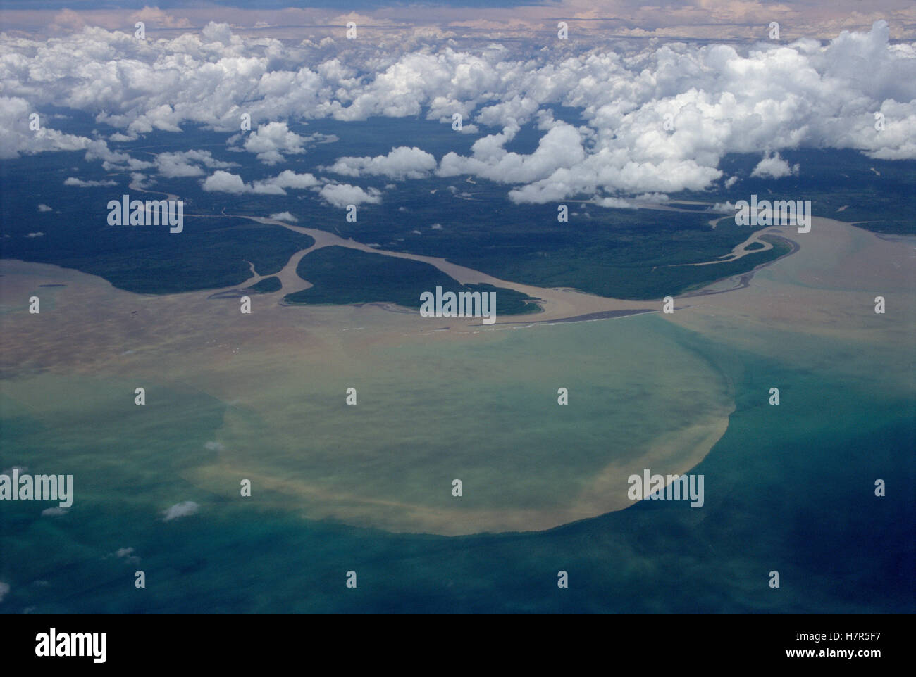 Alluvial run-off from up stream erosion, lowland tropical rainforest on ...