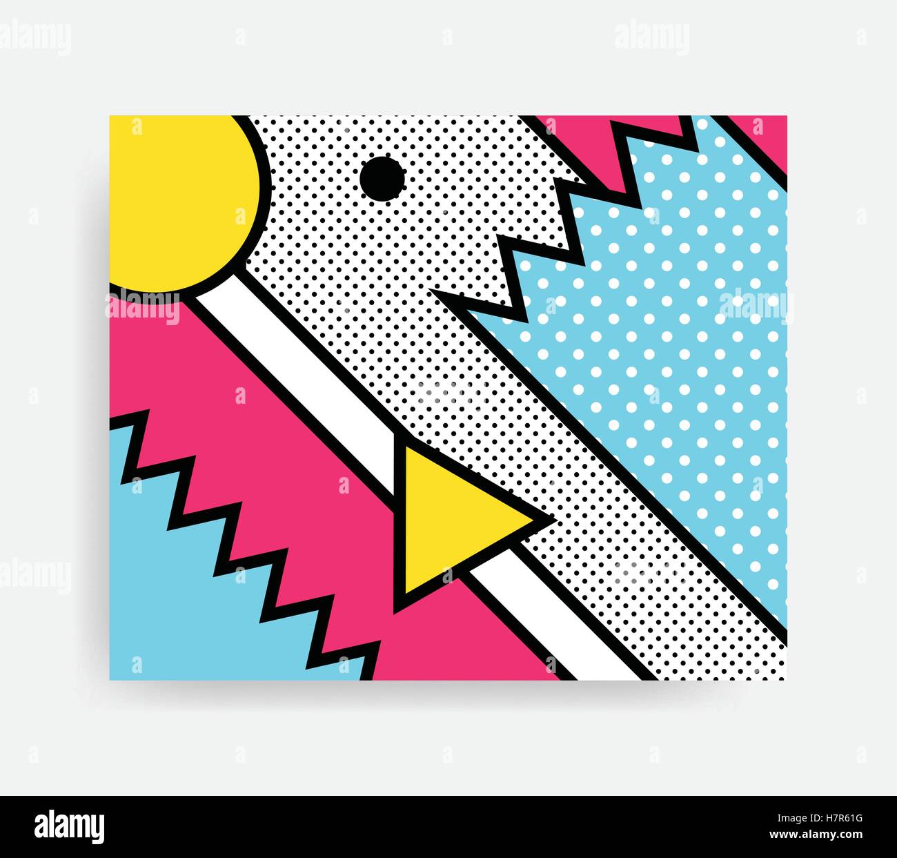 Colorful Pop art geometric pattern with bright bold blocks squiggles ...