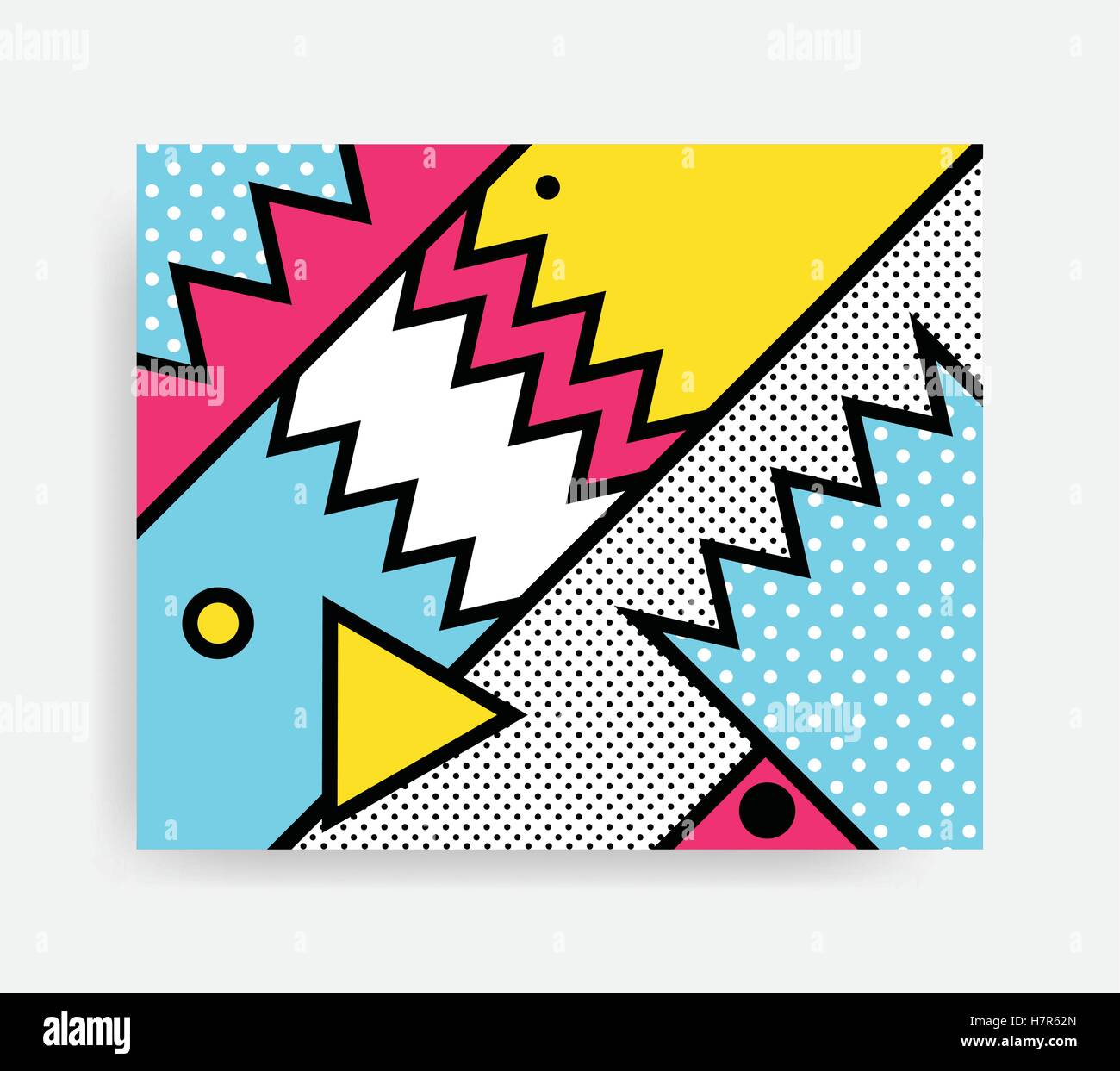 Colorful Pop art geometric pattern with bright bold blocks squiggles ...