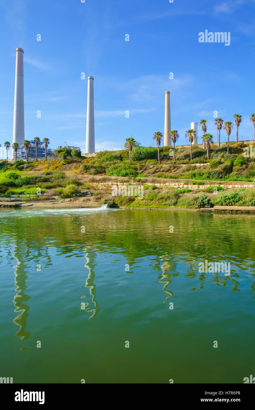 View of Hadera River (Nahal Hadera) Park and the Power Station ...