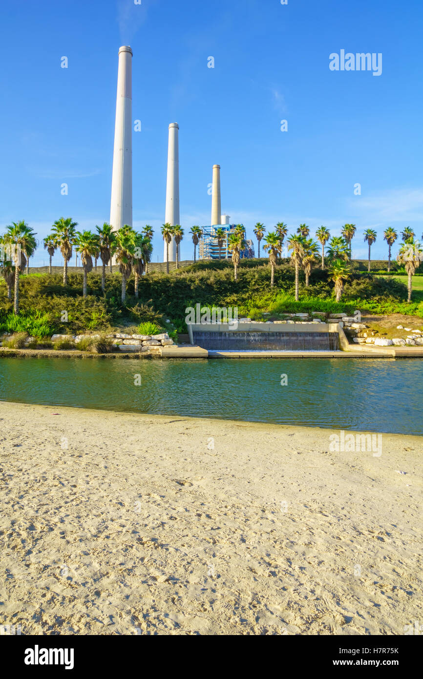 View of Hadera River (Nahal Hadera) Park, the Power Station, and ...