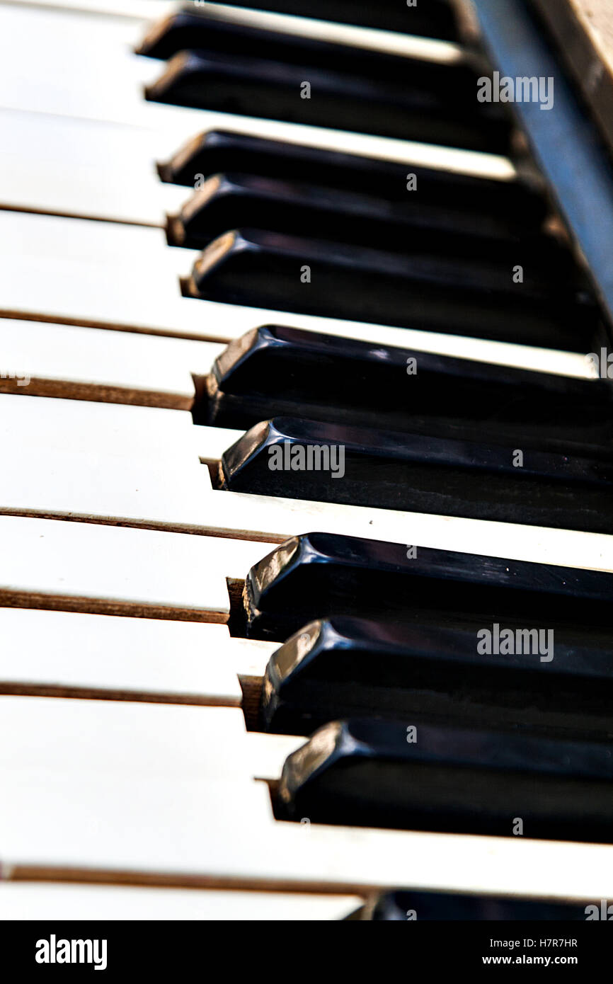 Piano buttons close-up perspective blur effect Stock Photo - Alamy