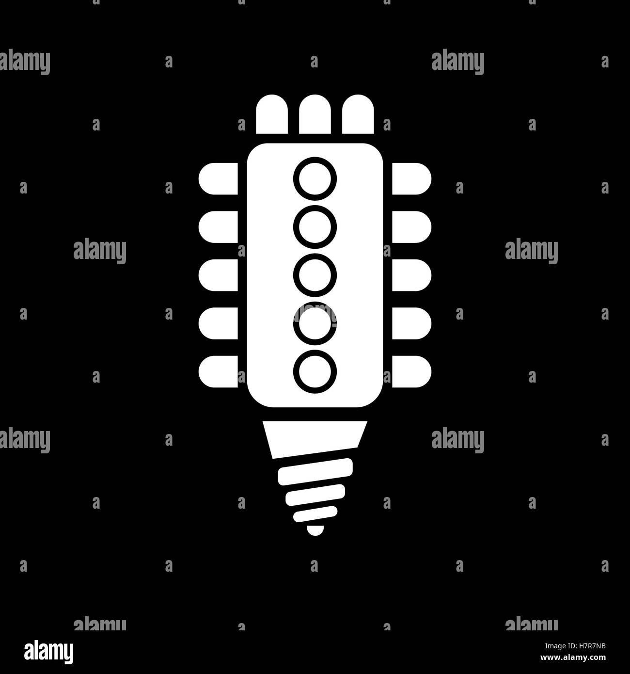 The led lamp icon. Lamp and bulb, lightbulb, CFL, luminodiode symbol.UI ...