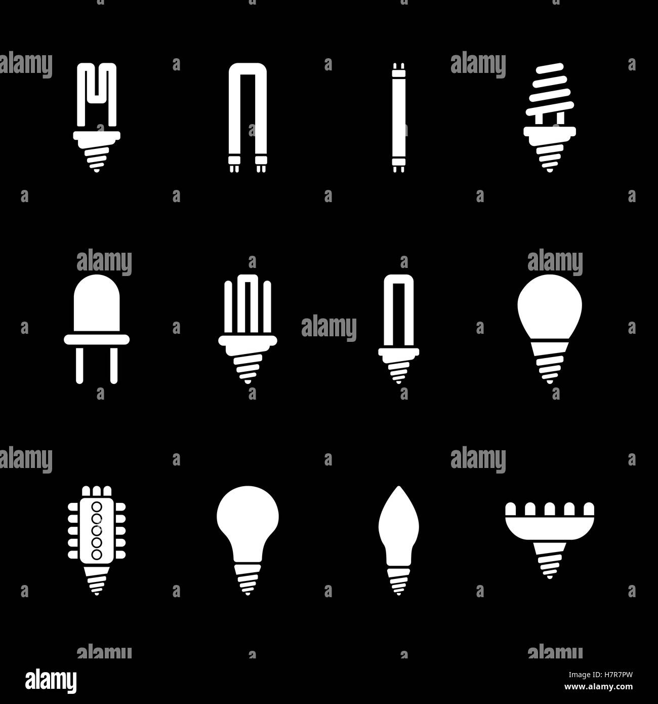 The light bulb icon, set of 12 icons. Lamp and bulb, lightbulb symbol ...