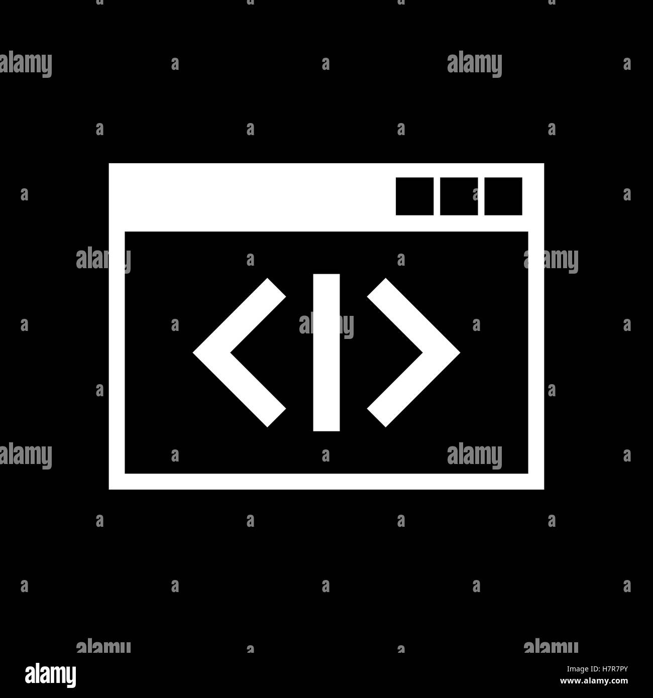 The coding icon. WWW and browser, development, seo, coding symbol. UI ...