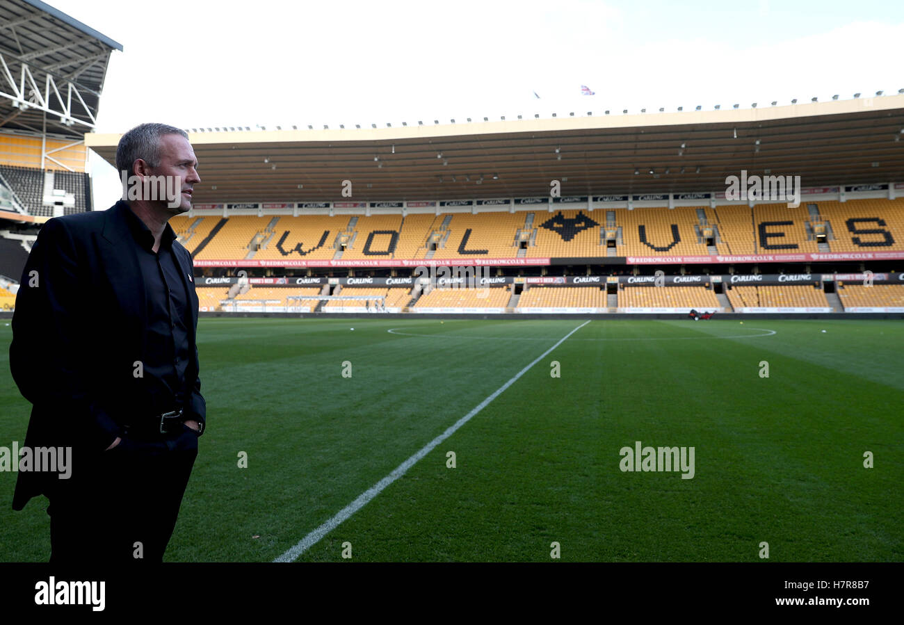 New Wolverhampton Wanderers manager Paul Lambert poses for photos prior ...