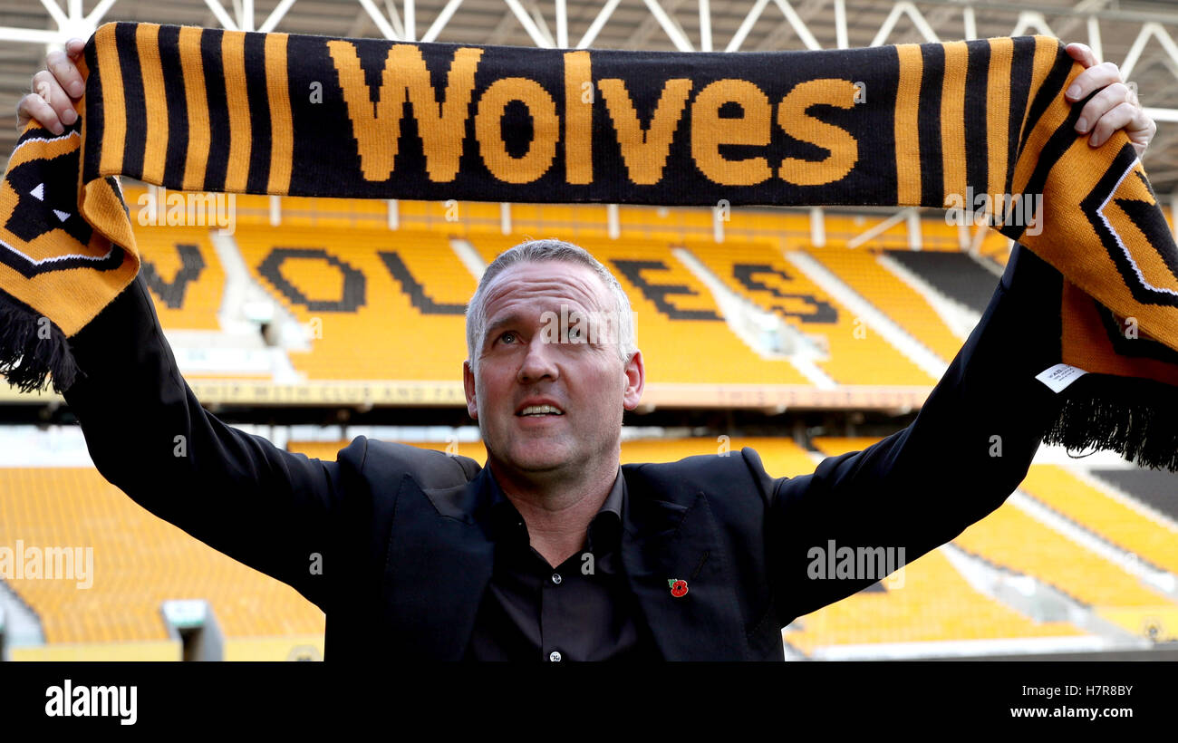 New Wolverhampton Wanderers manager Paul Lambert poses for photos prior ...