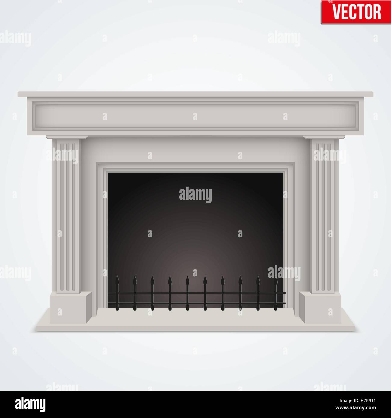 Fireplace in house room. Realistic style design. Vector Illustration ...