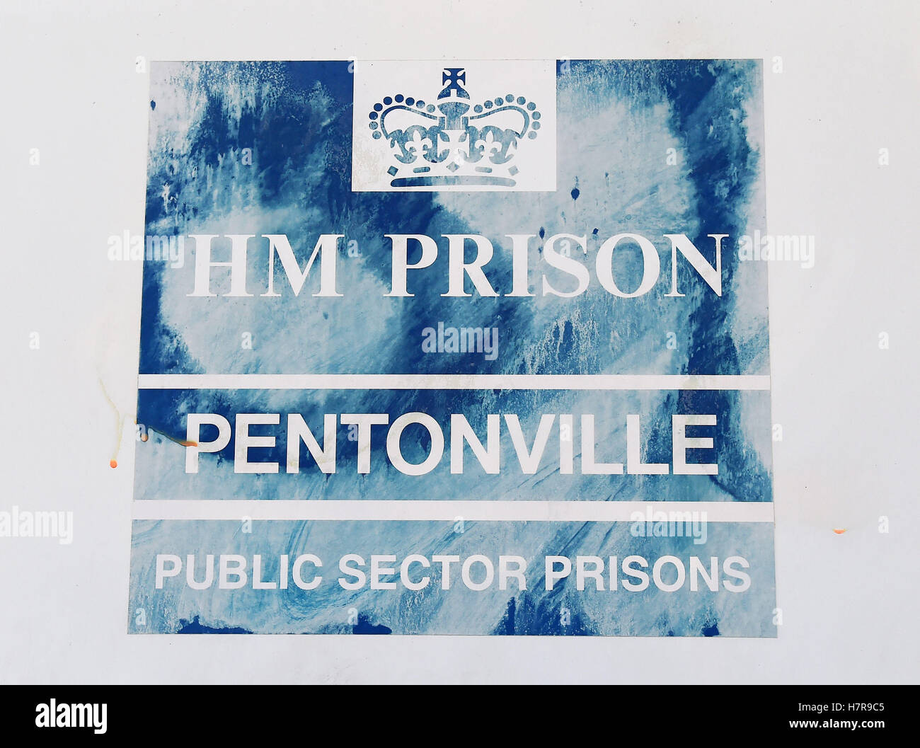 A general view of signage outside Pentonville Prison, north London ...
