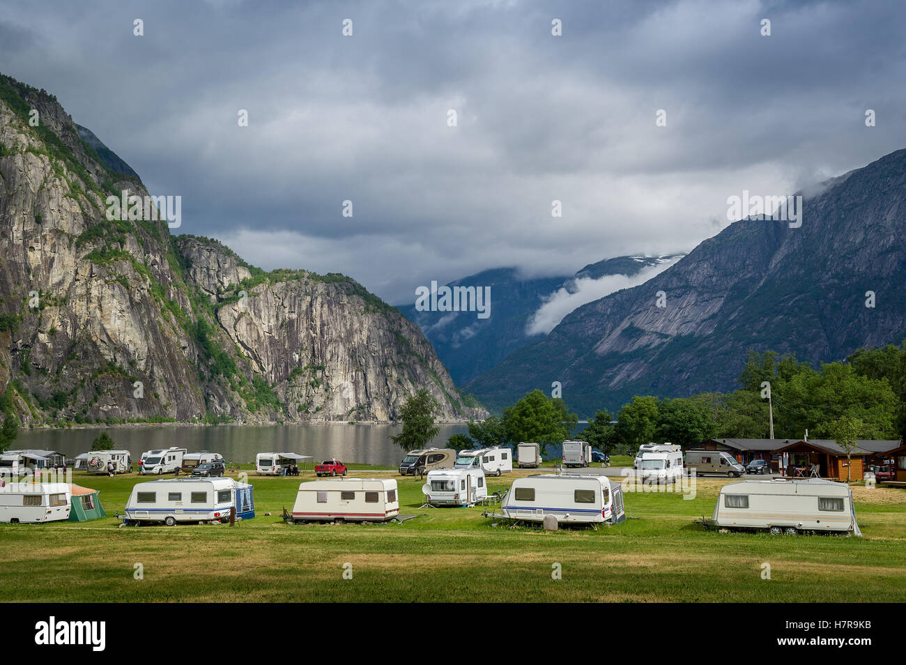 Nice camping at the fjord of Norway Stock Photo - Alamy