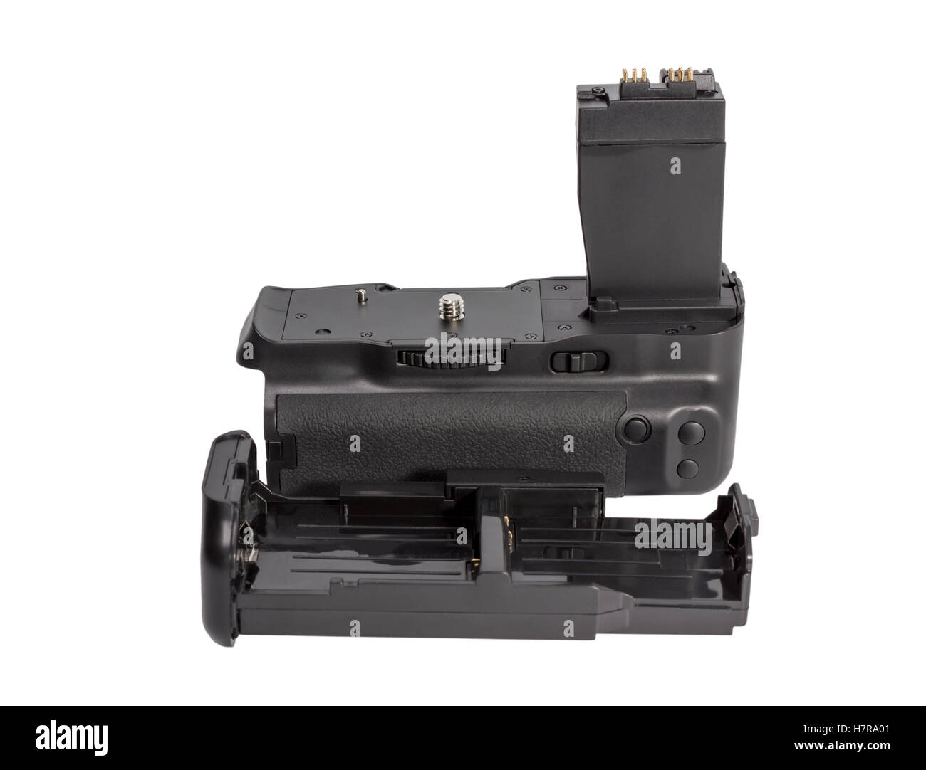 Battery grip for modern DSLR camera isolated on white background Stock ...
