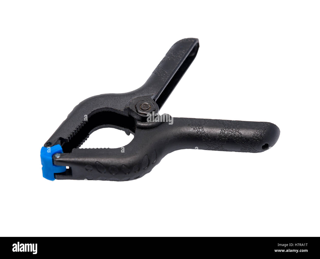 Plastic clamp isolated on a white background Stock Photo - Alamy