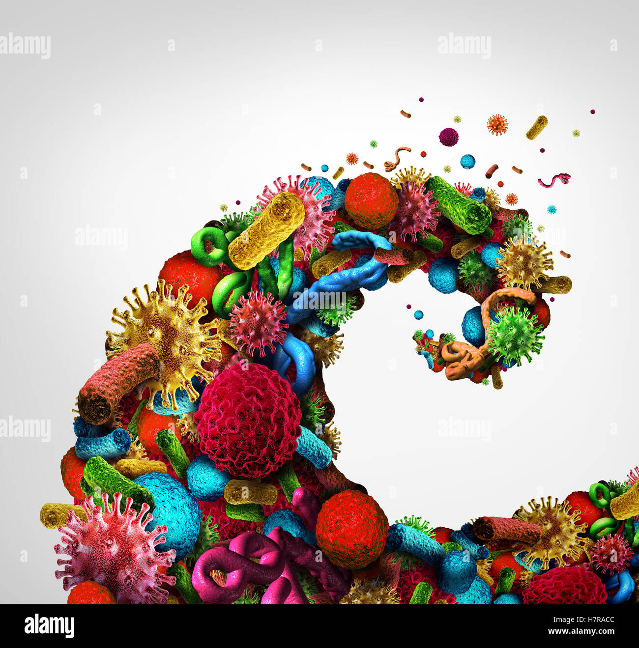 Disease wave medical concept as a group of virus bacteria and other ...