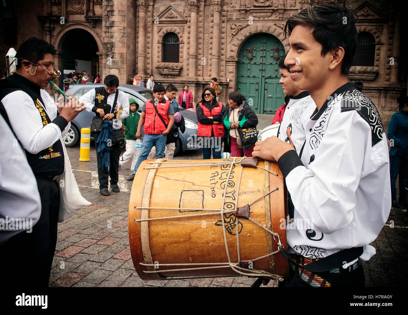 Peruvian Local Street Performers Celebrating a Festival in Costume ...