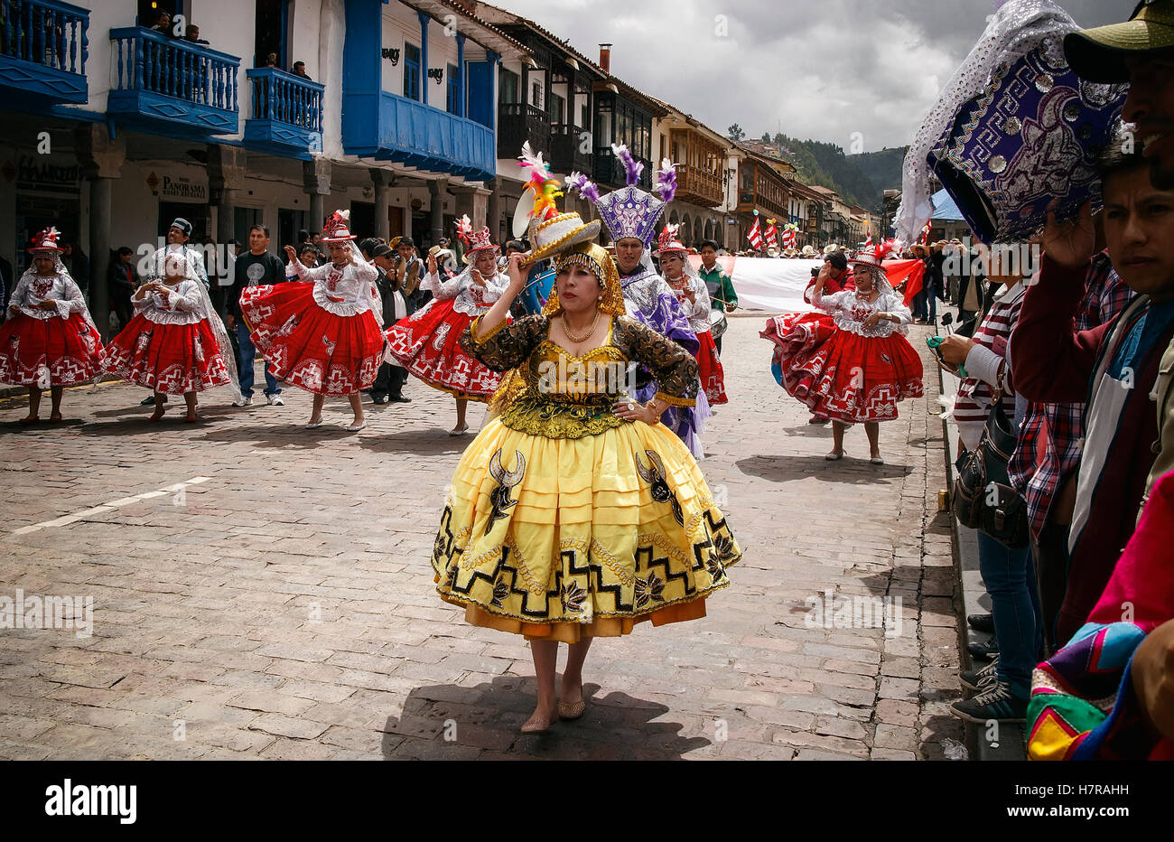 Peruvian Local Street Performers Celebrating a Festival in Costume ...