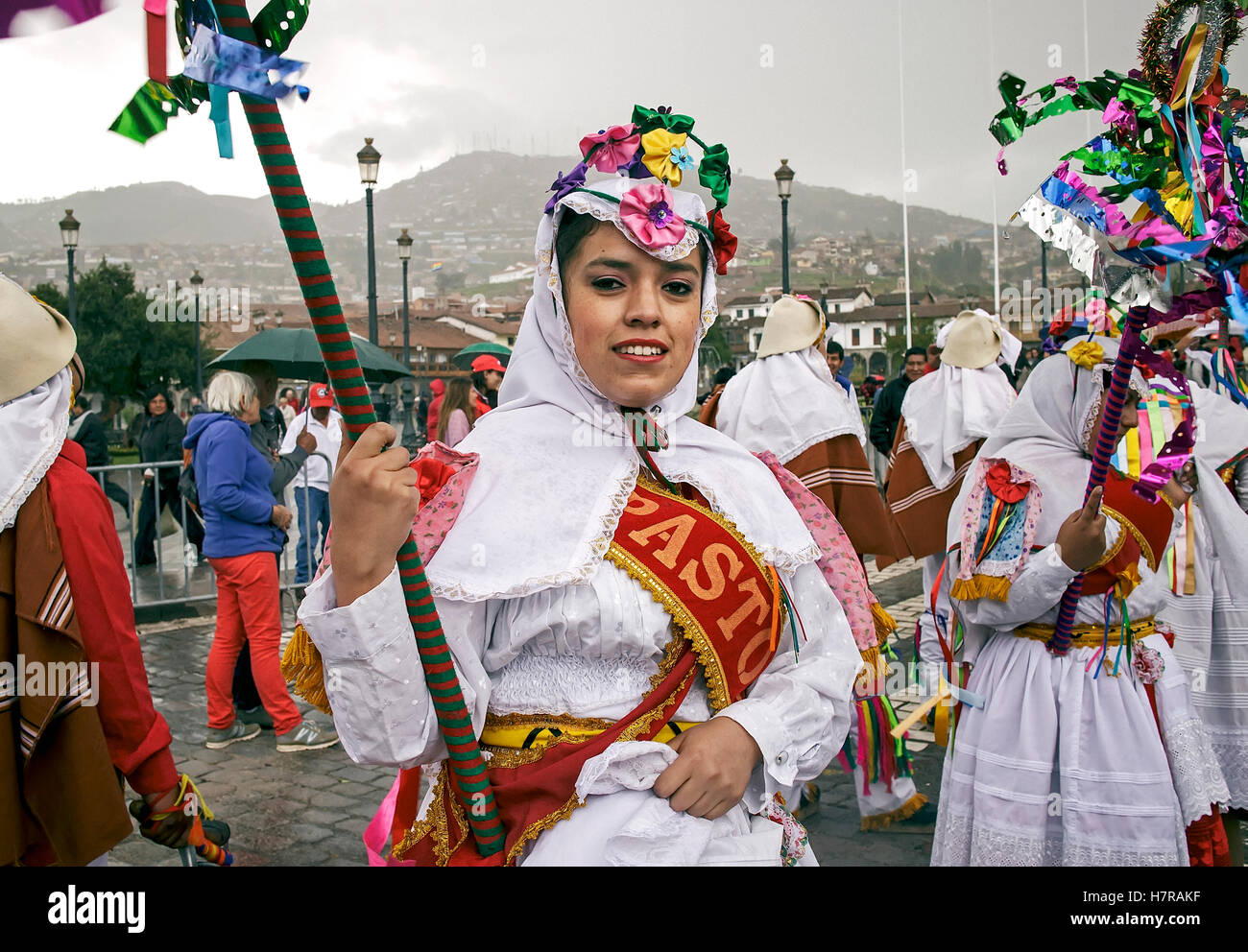 Peruvian Local Street Performers Celebrating a Festival in Costume ...