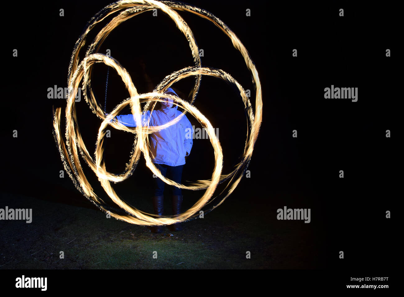 Poi spinning woman hi-res stock photography and images - Alamy