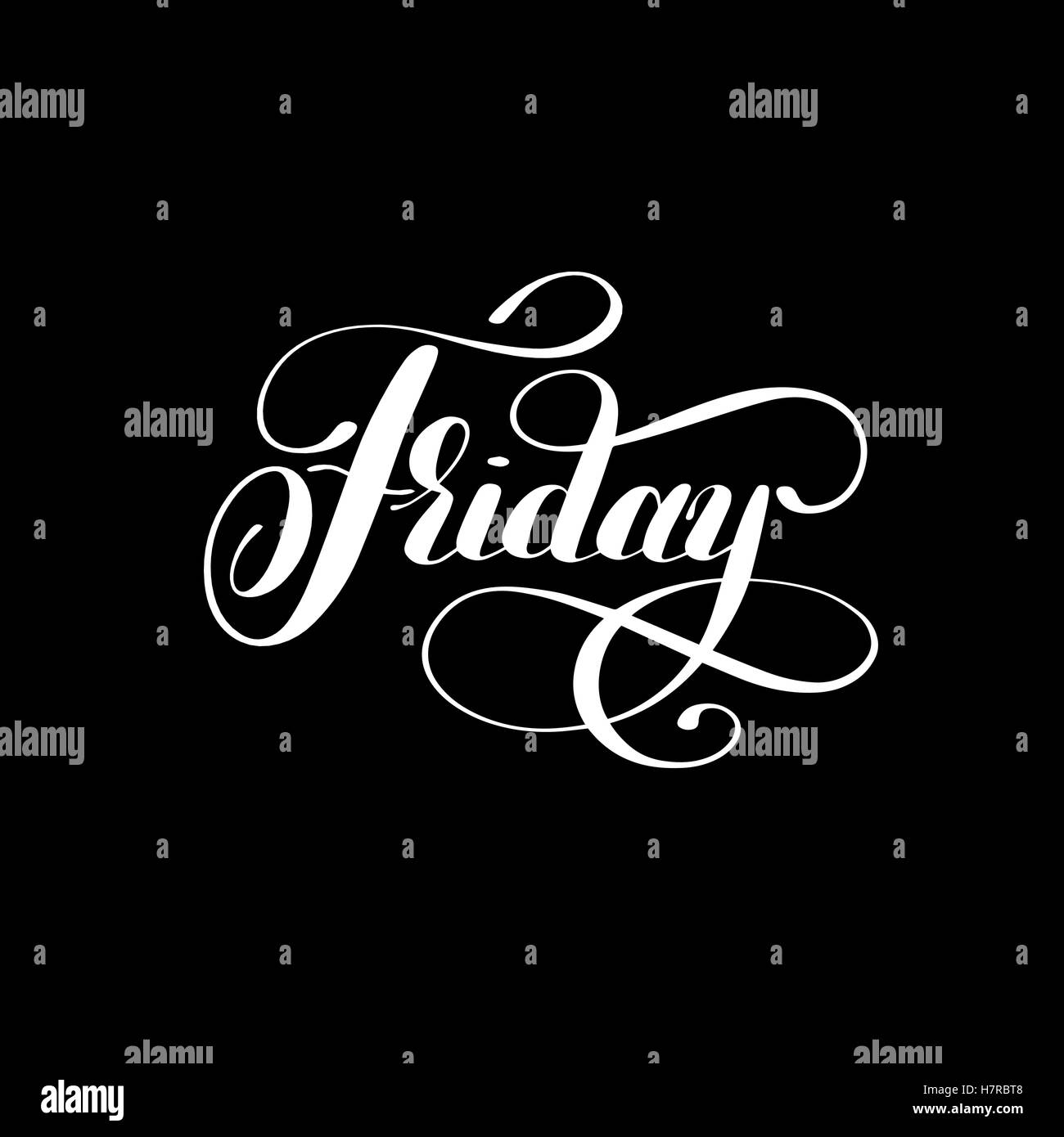 Friday day of the week handwritten white ink calligraphy letteri Stock ...