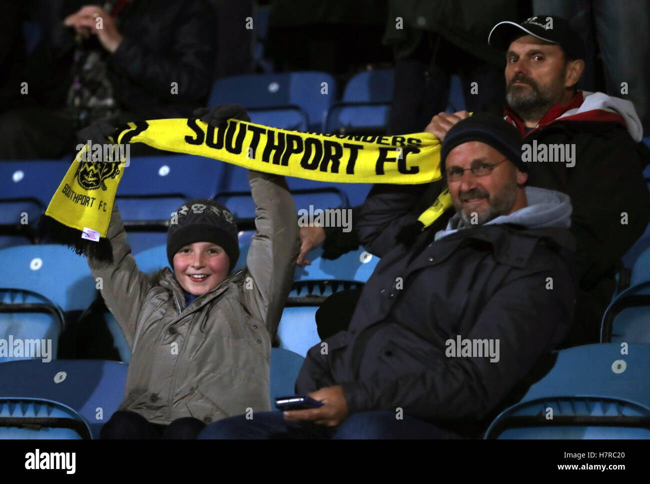 A young Southport fan in the stands before the Emirates FA Cup, First ...