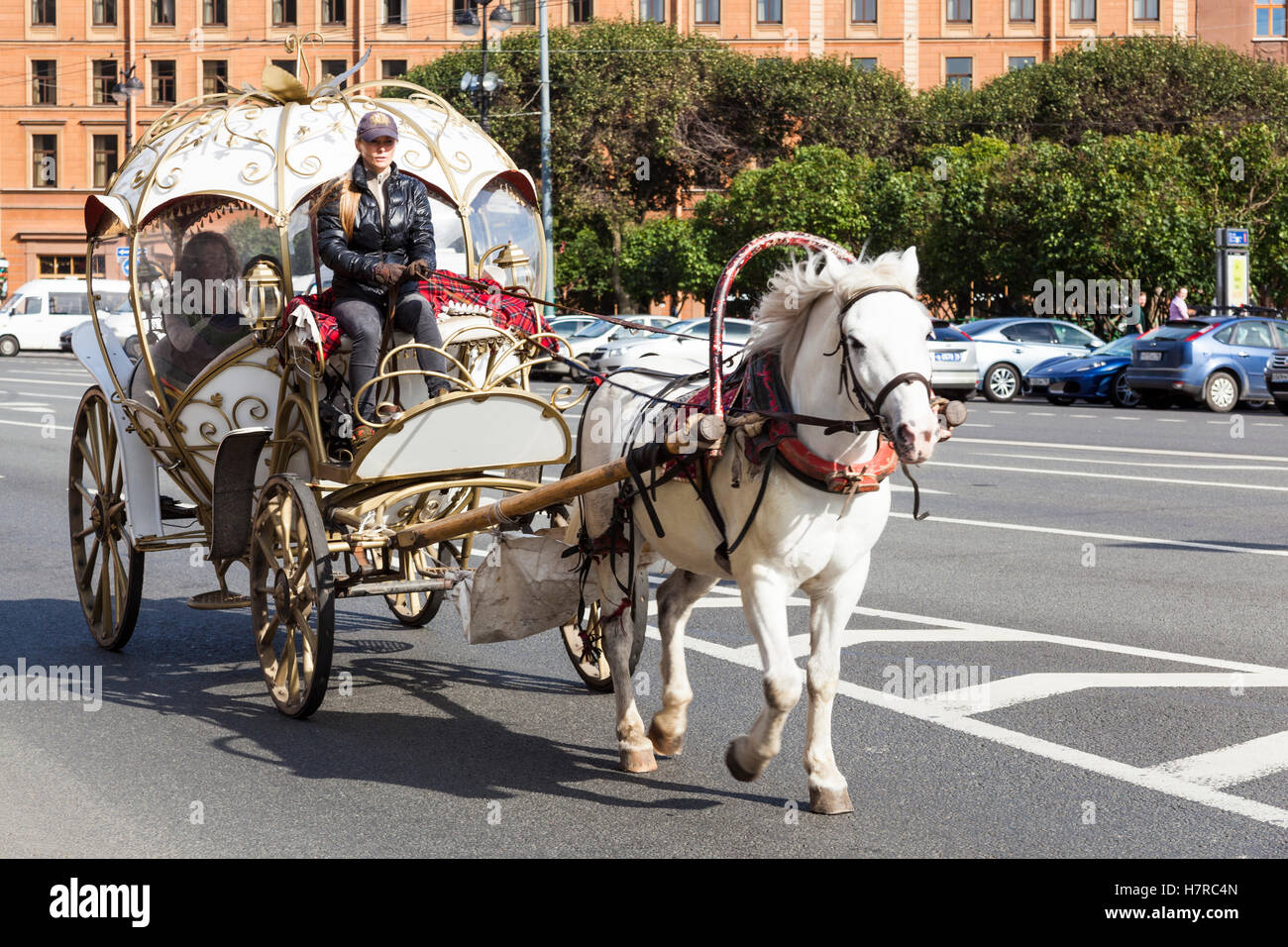 Horse and carriage, St Petersburg, Russia Stock Photo - Alamy