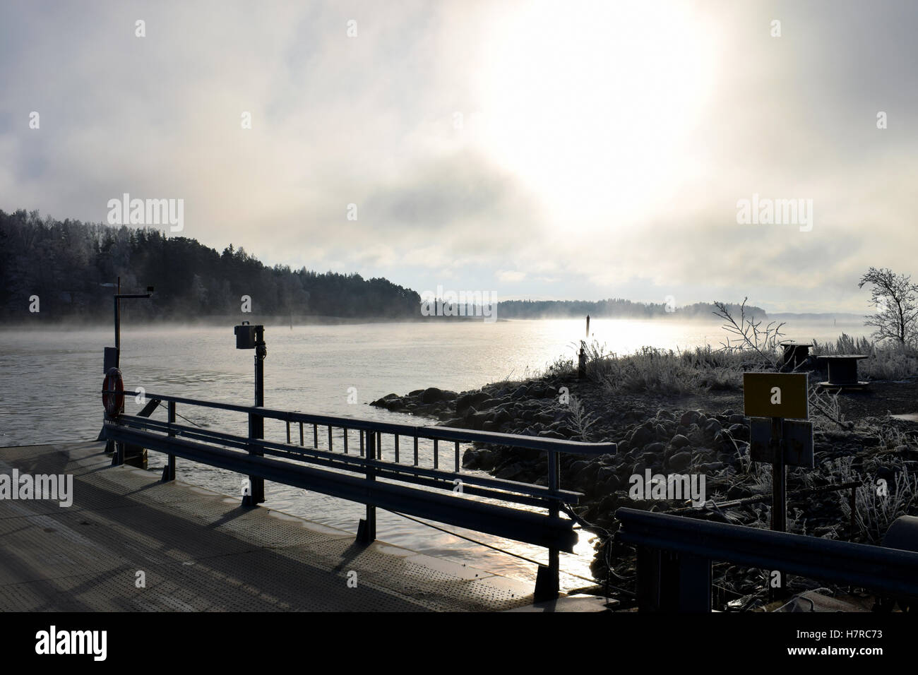 Cold day on November. Mist rises from the sea Stock Photo - Alamy