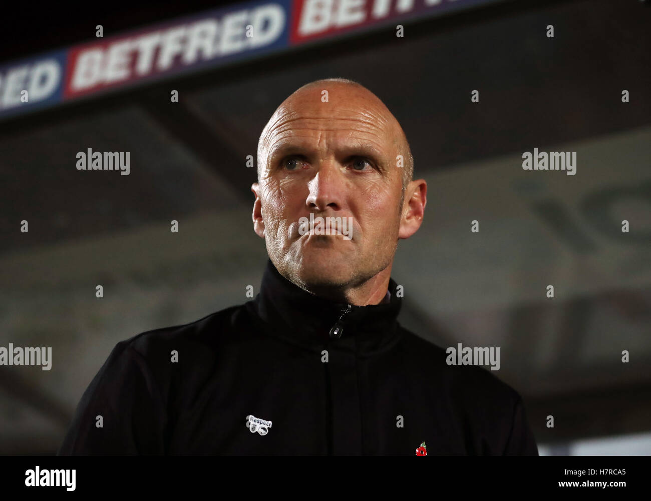 Southport manager Steve Burr during the Emirates FA Cup, First Round ...