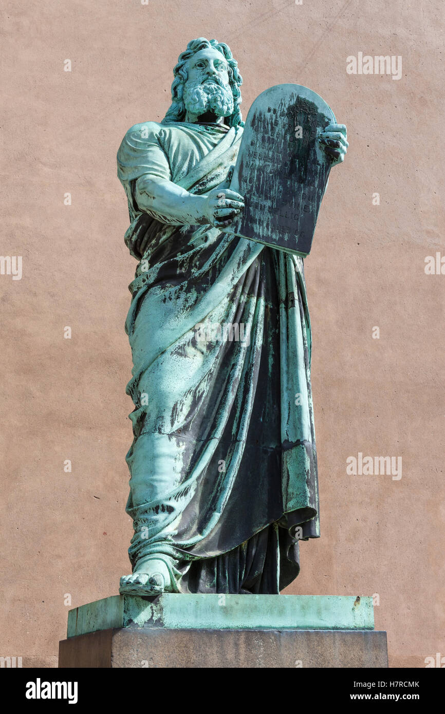 Moses statue outside Vor Frue Kirke, St Mary’s Cathedral, Church of Our ...