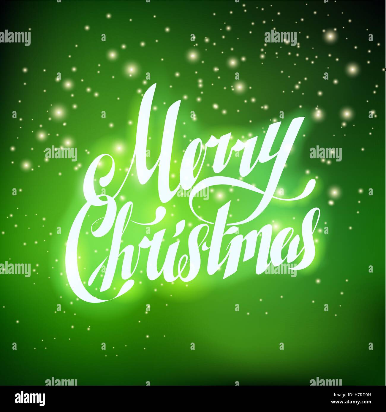Green Star Merry Christmas Hand Lettering Greating Card Stock Vector ...