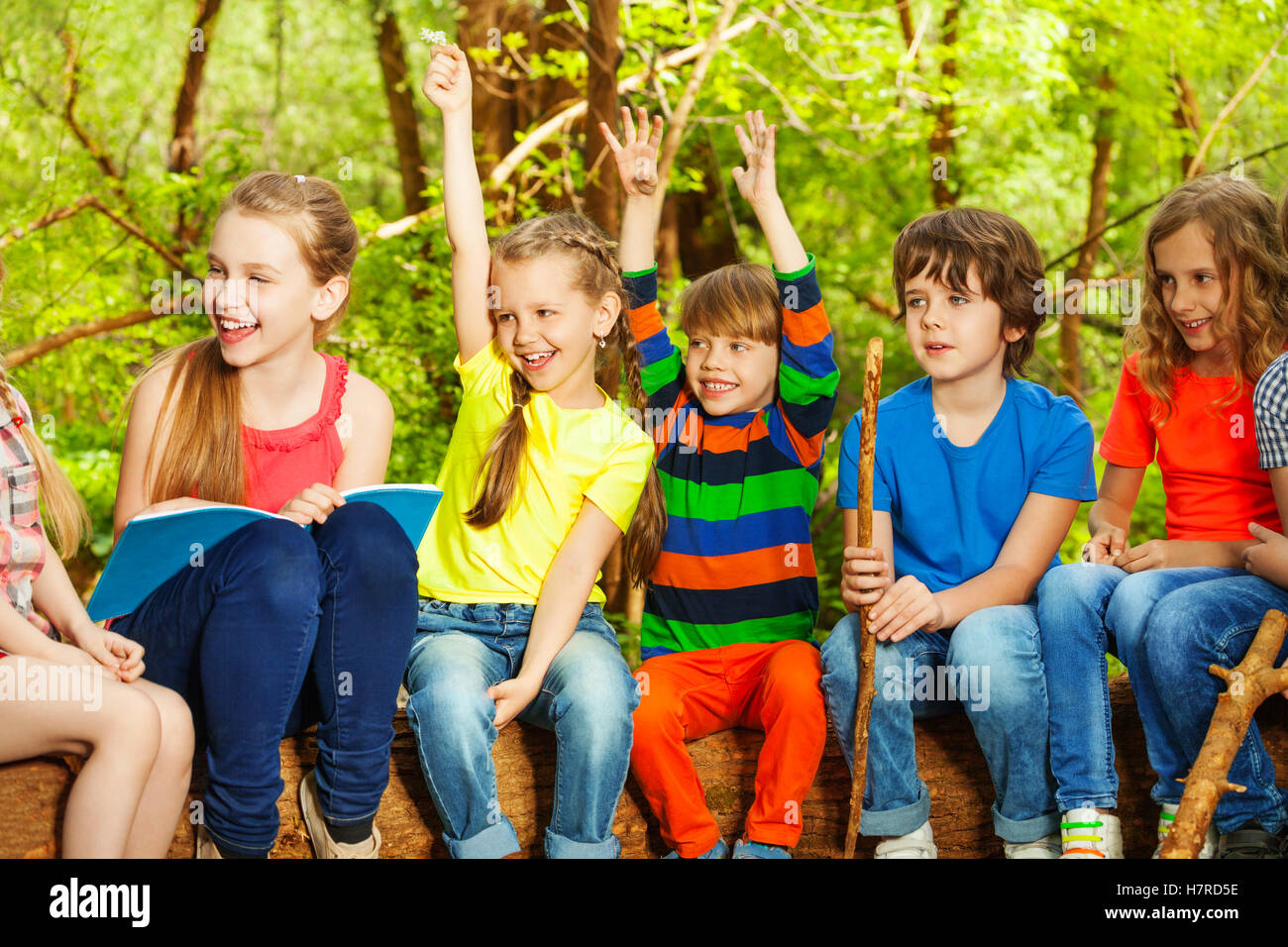 Happy children having fun in the summer camp Stock Photo - Alamy
