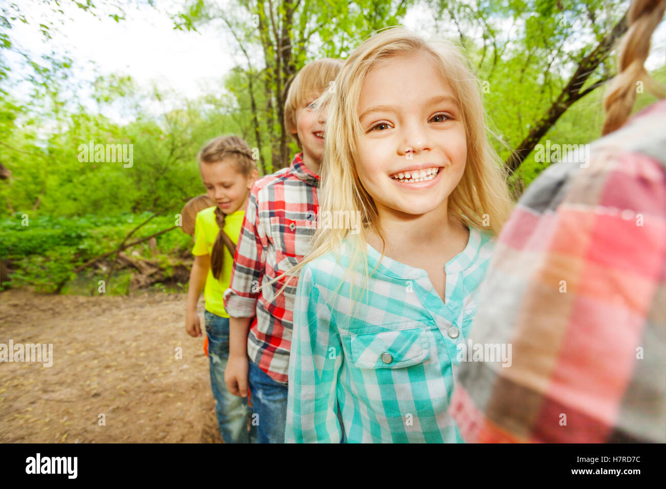 Children forest walking happy hi-res stock photography and images - Alamy