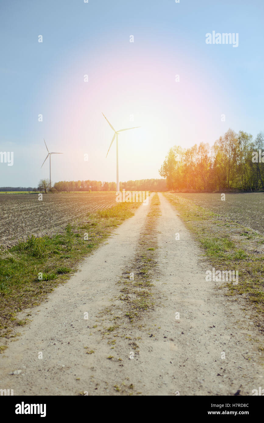 Bright blue sky moving and wind turbine Stock Photo - Alamy