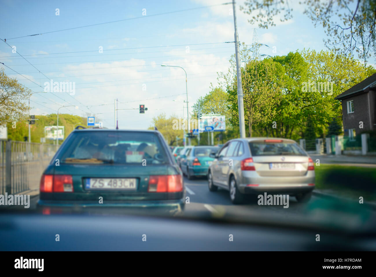 Inside car traffic jam on day time Stock Photo - Alamy