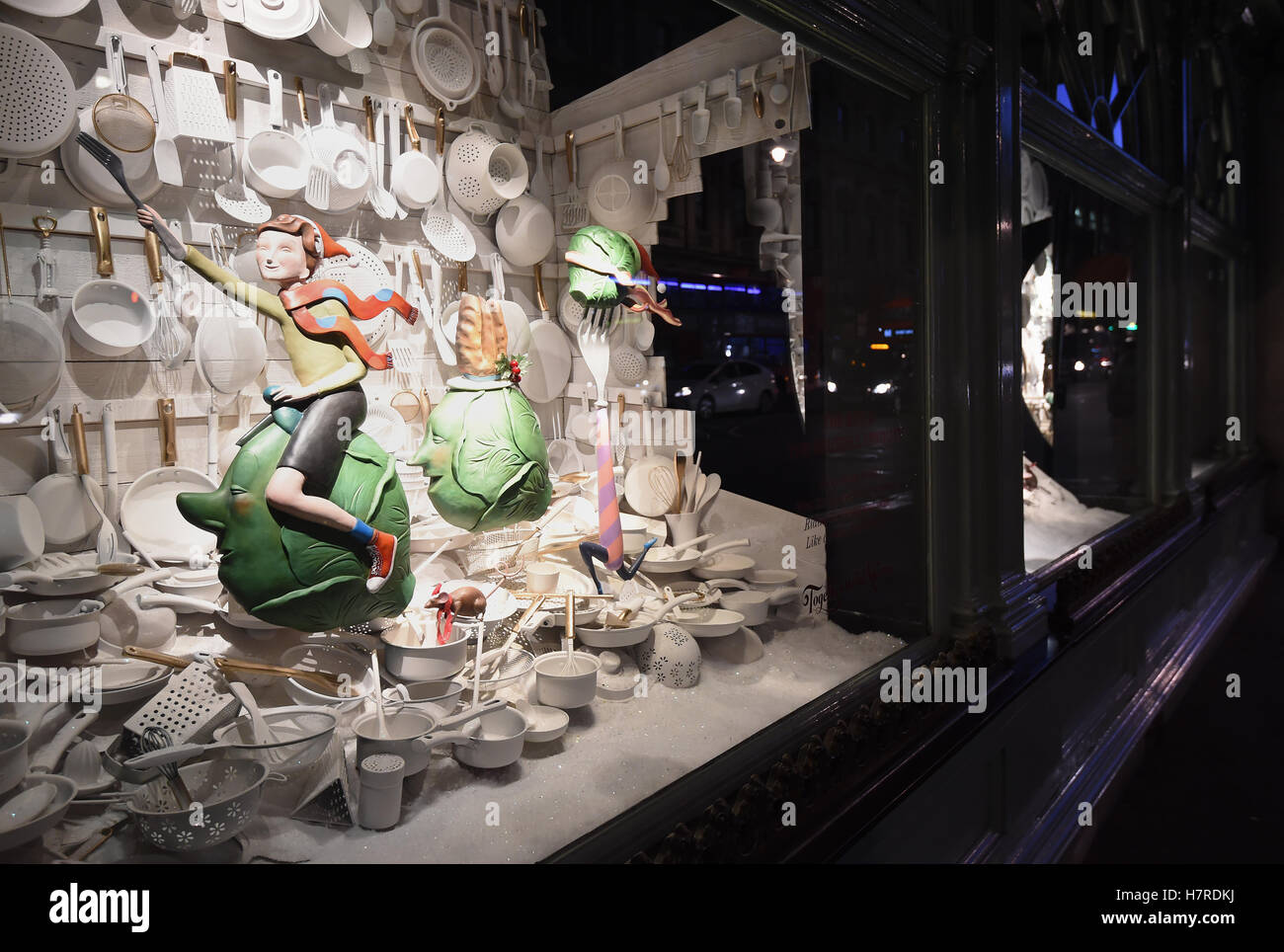 The Christmas themed window of Fortnum and Mason in central London ...