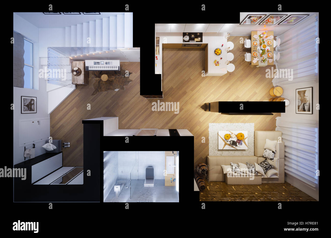 Aerial view dining room table hi-res stock photography and images - Alamy