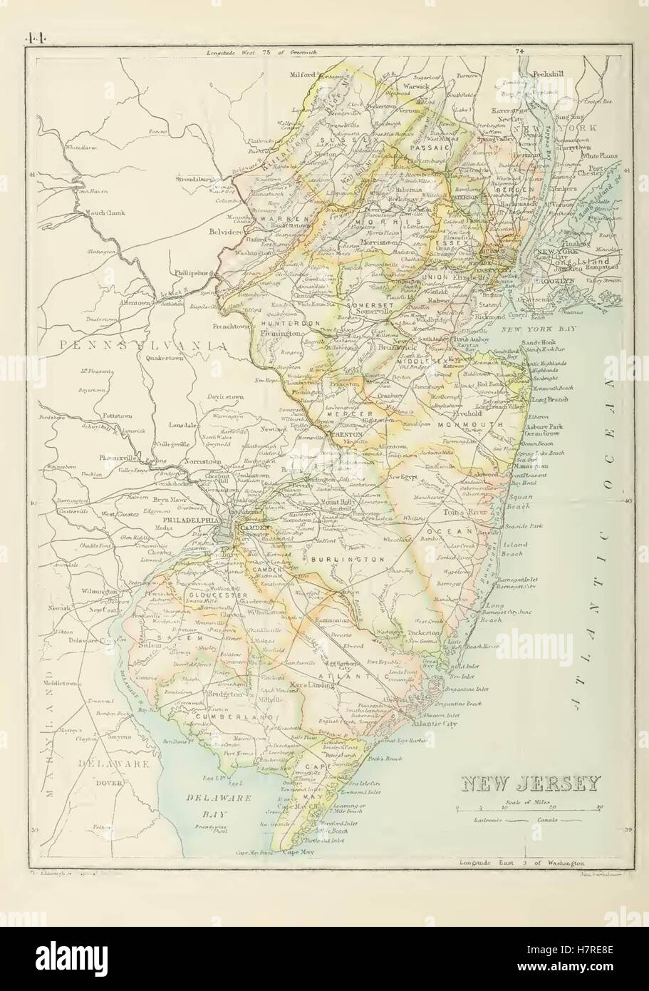 East jersey west jersey map hi-res stock photography and images - Alamy